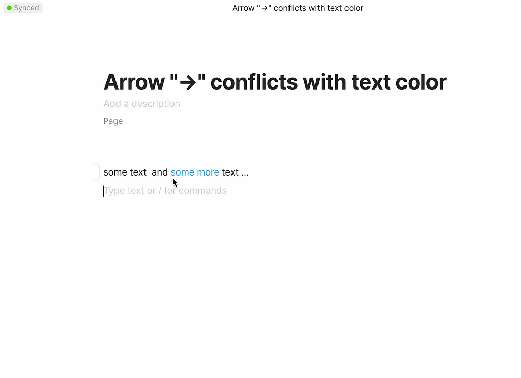 Arrow "->" conflicts with text color - Bug Cemetary - Anytype Community