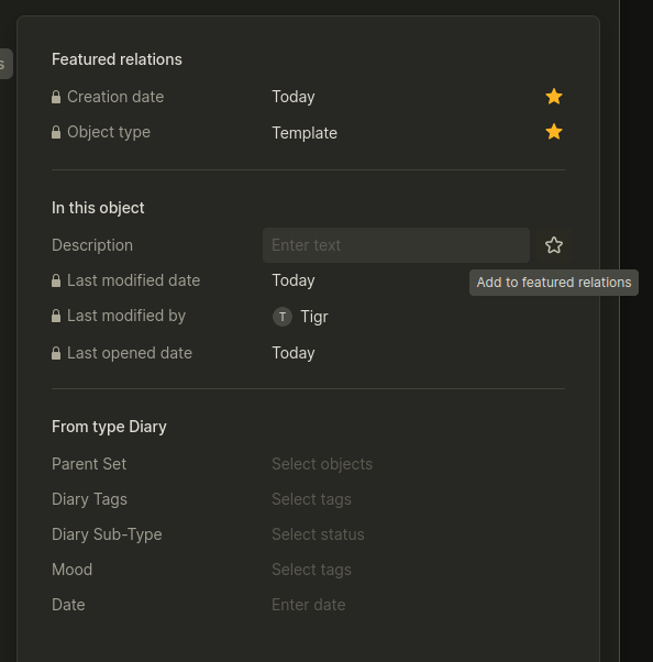 Can't add relations from type to featured relations in the template - Bug Cemetary - Anytype ...