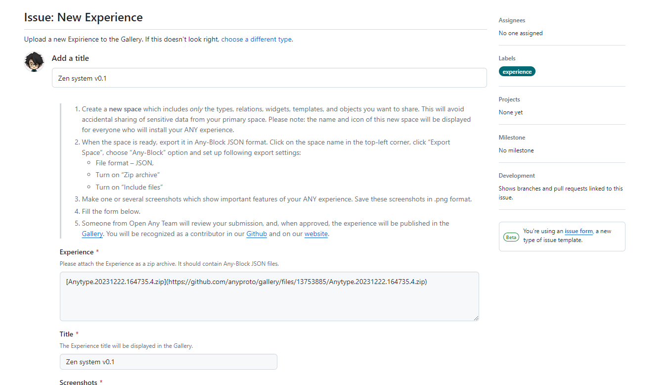 Zen system v0.2 (Live on experience gallery) - Any Case - Anytype Community