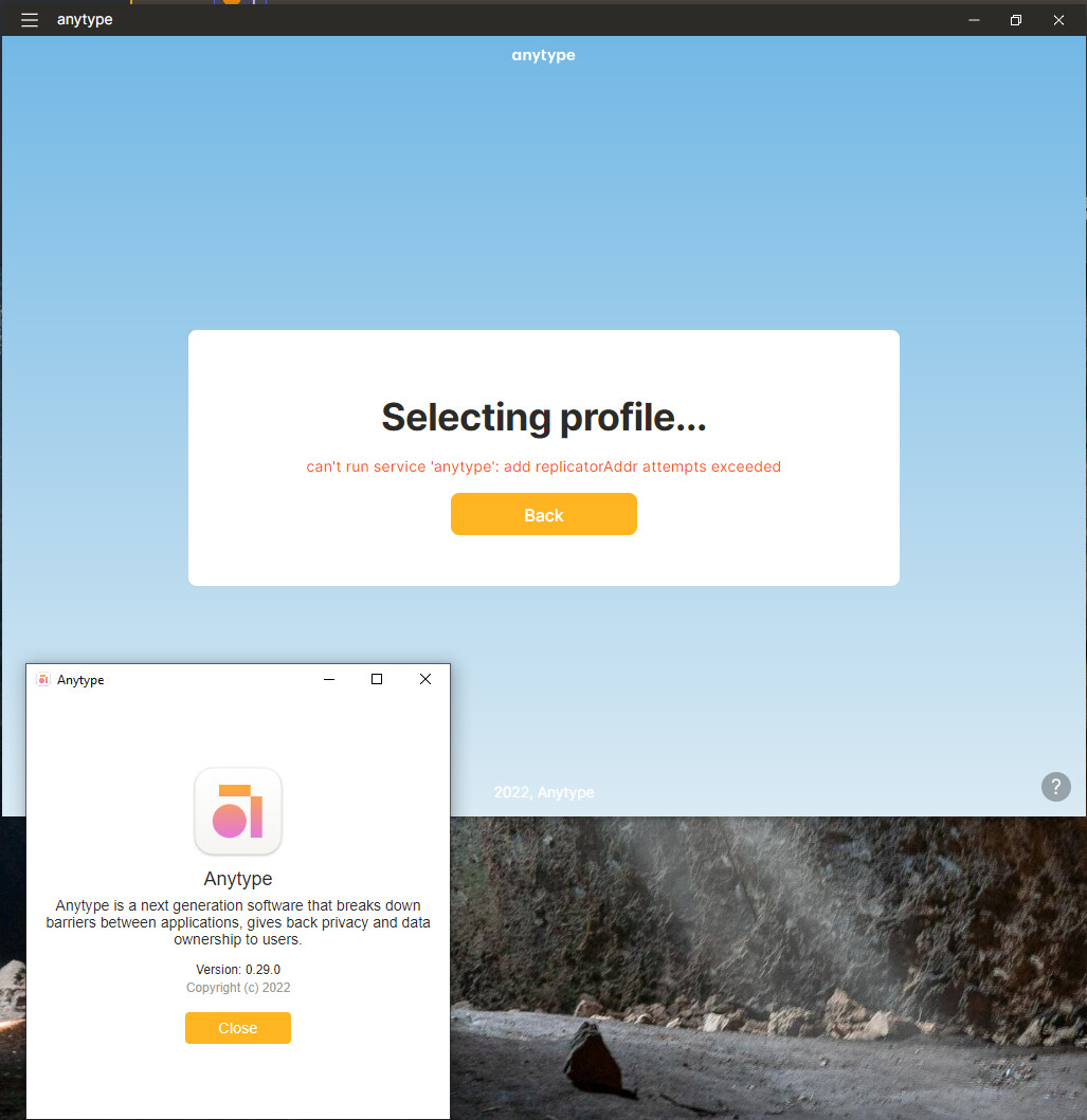 Unable to login to 0.29.0 on Windows 10 - SOLVED - Bug Cemetary - Anytype Community